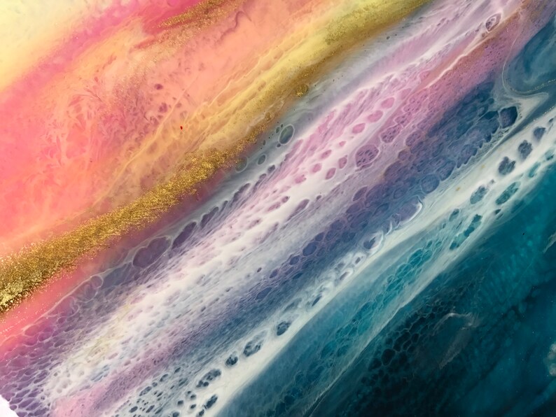 Resin Art Painting, Sunset Sunrise on the Beach, Ocean Seascape ...