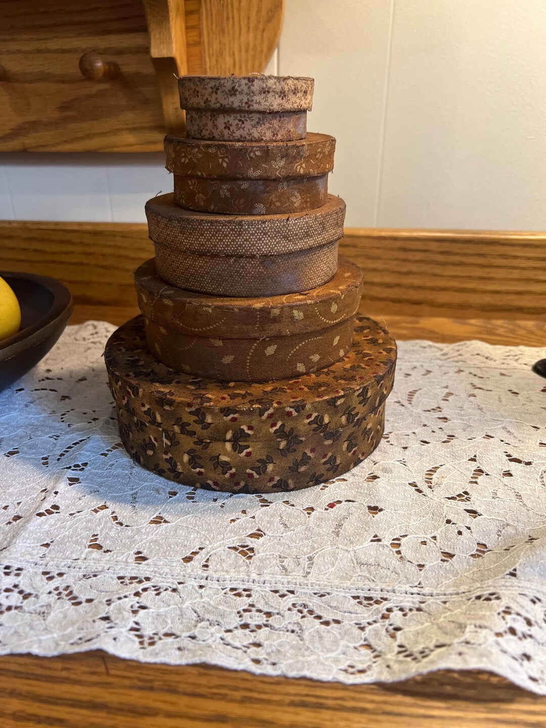 Pantry Boxes, Mustard Civil War Reproduction Fabrics, Round Set of 5 ...