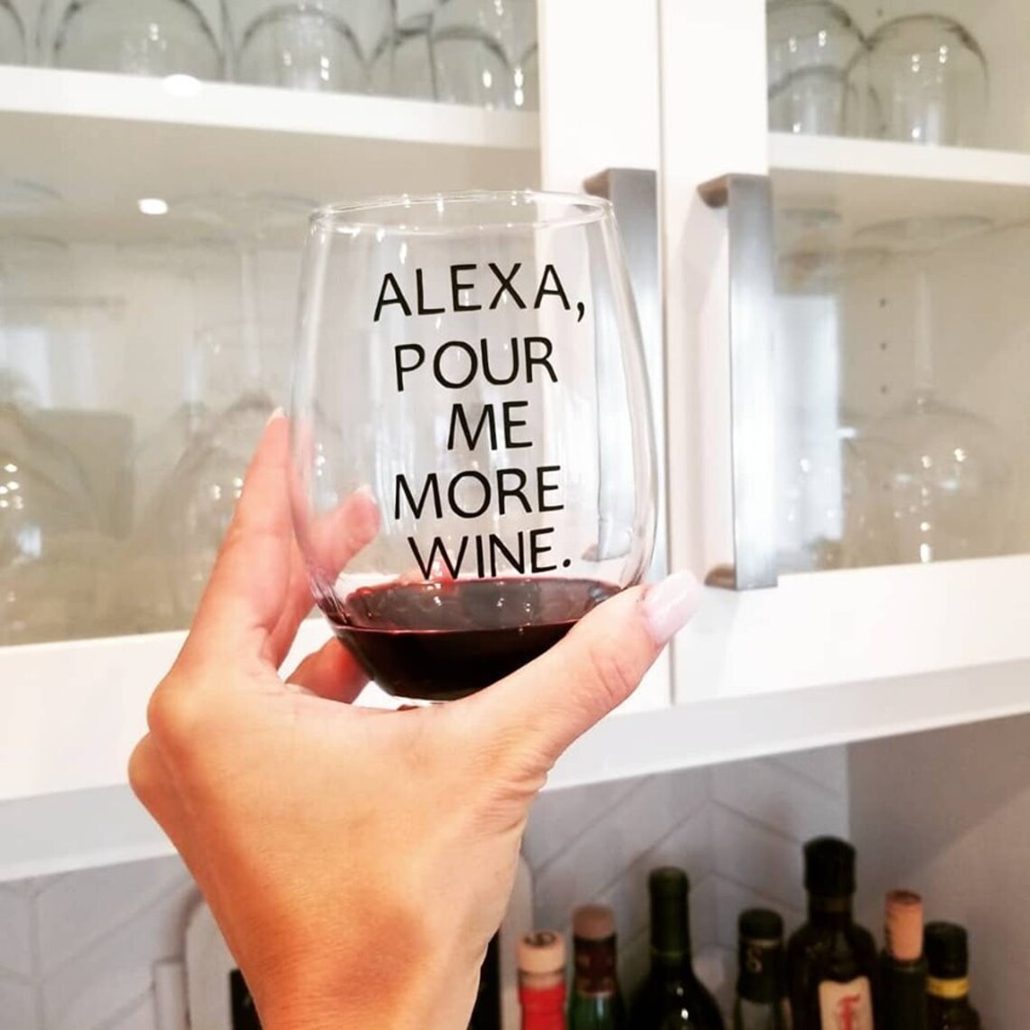 Alexa Pour Me More Wine/wine Glass/alexa Glass/fun Gift/funny Wine ...