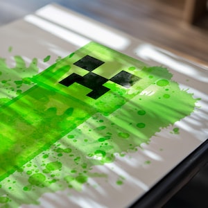 Minecraft Watercolour Print, Poster, Wall Art, Creeper, Zombie ...