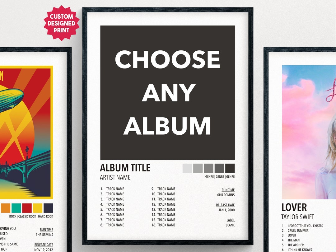 Custom ALBUM COVER PRINT Choose Any Album Poster Print Wall Art Poster ...