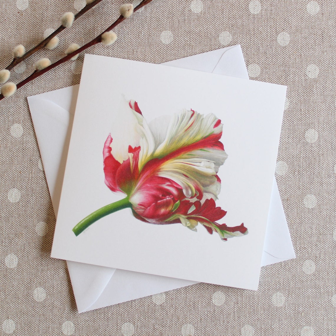 Raspberry Ripple Tulip Card, Greetings Card, Flower Card, Card for Her ...