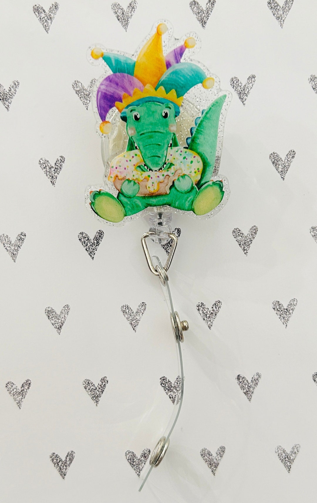 Mardi Gras Badge Reel, Alligator Badge Reel, Rainbow King Cake Badge ...
