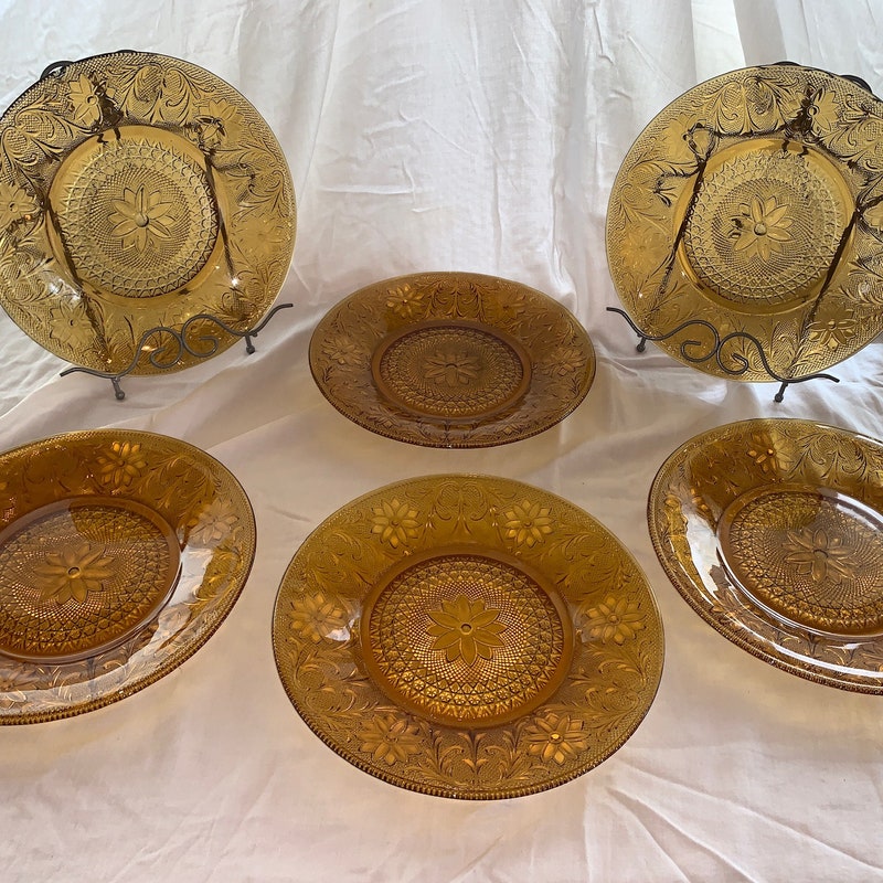 Amber Glass Plates - Etsy