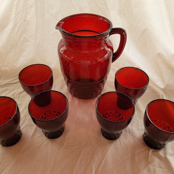 Royal Ruby Anchor Hocking Pitcher - Etsy