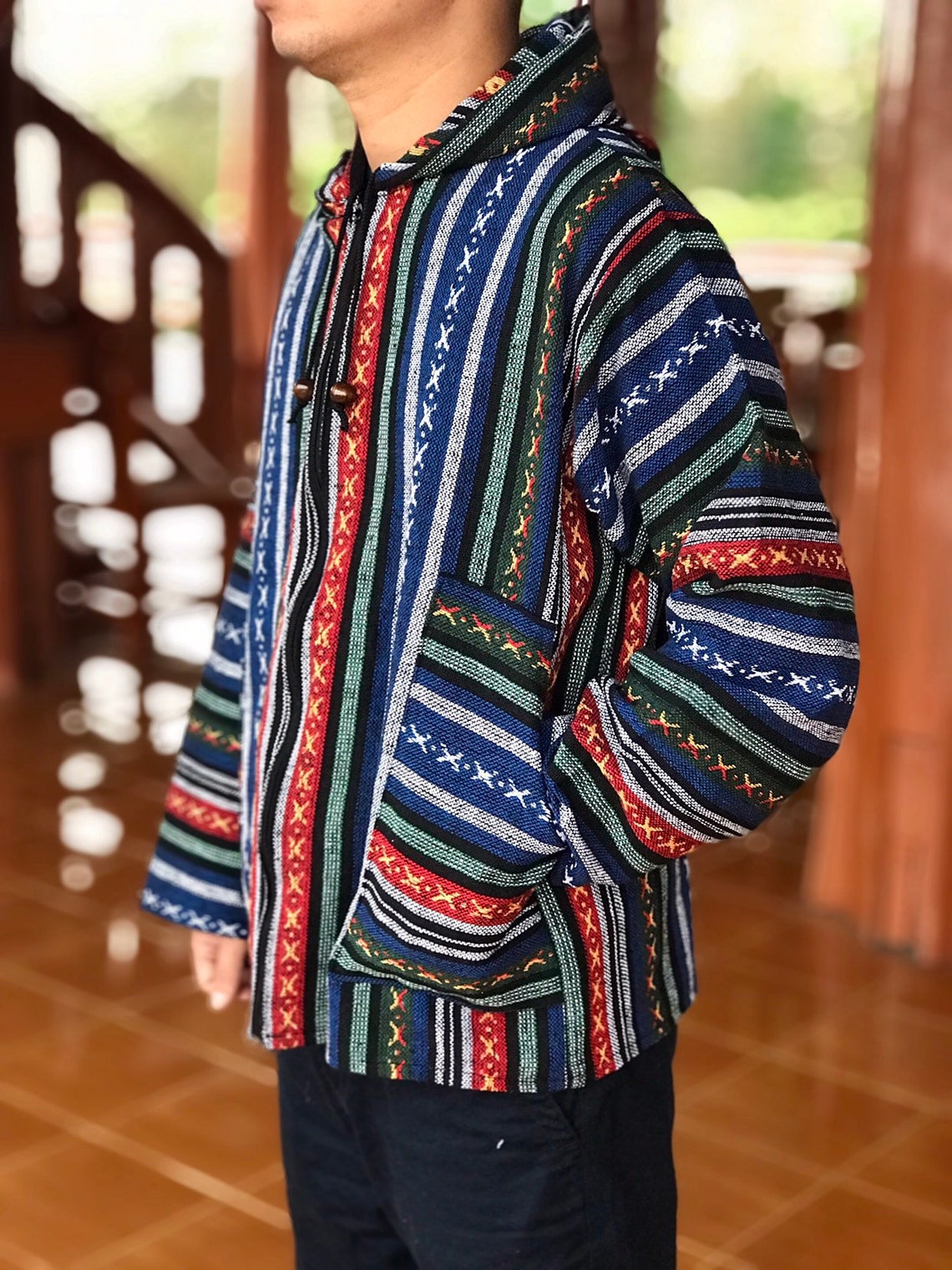Limited edition boho tribal woven hoodie sweater poncho | Etsy