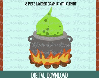 Watercolor Halloween Magic Cauldron PNG Clipart Magic Pot - Etsy
