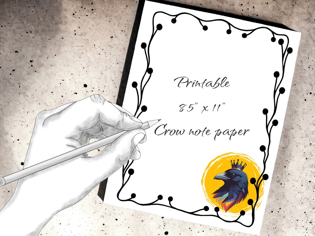 Crow With Crown/ Note Page Printable Unlined Stationery Letterhead ...