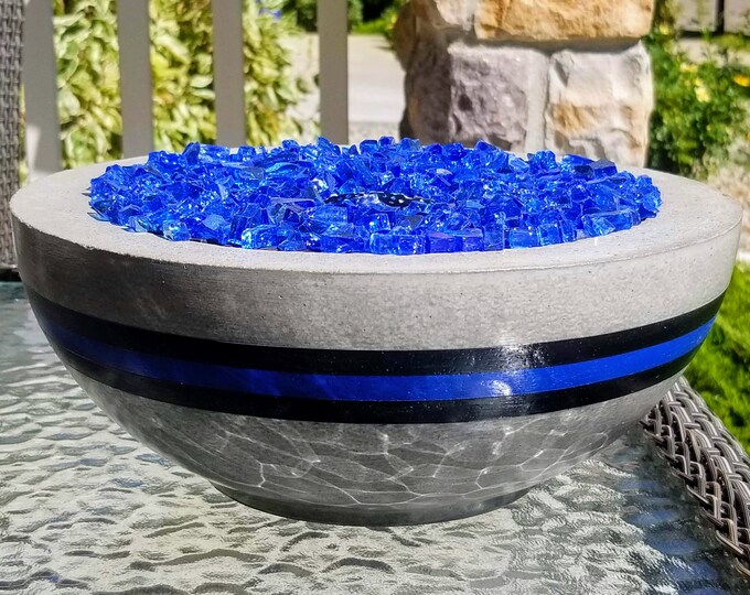 Thin Blue Line Tabletop Concrete Fire Bowl - Etsy