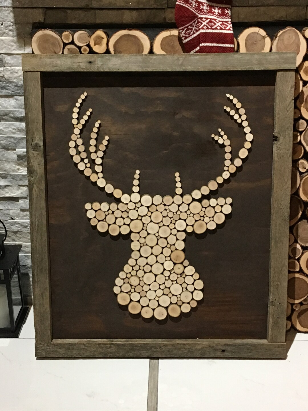 Deer Head Wood Slices Framed With Reclaimed Cedar - Etsy