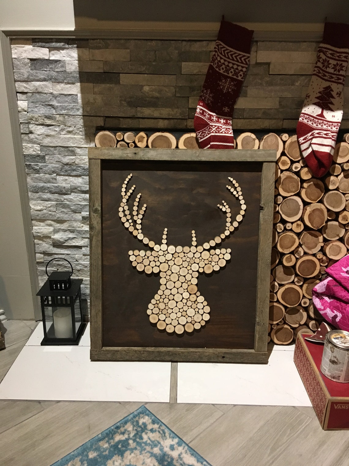 Deer Head Wood Slices Framed With Reclaimed Cedar | Etsy