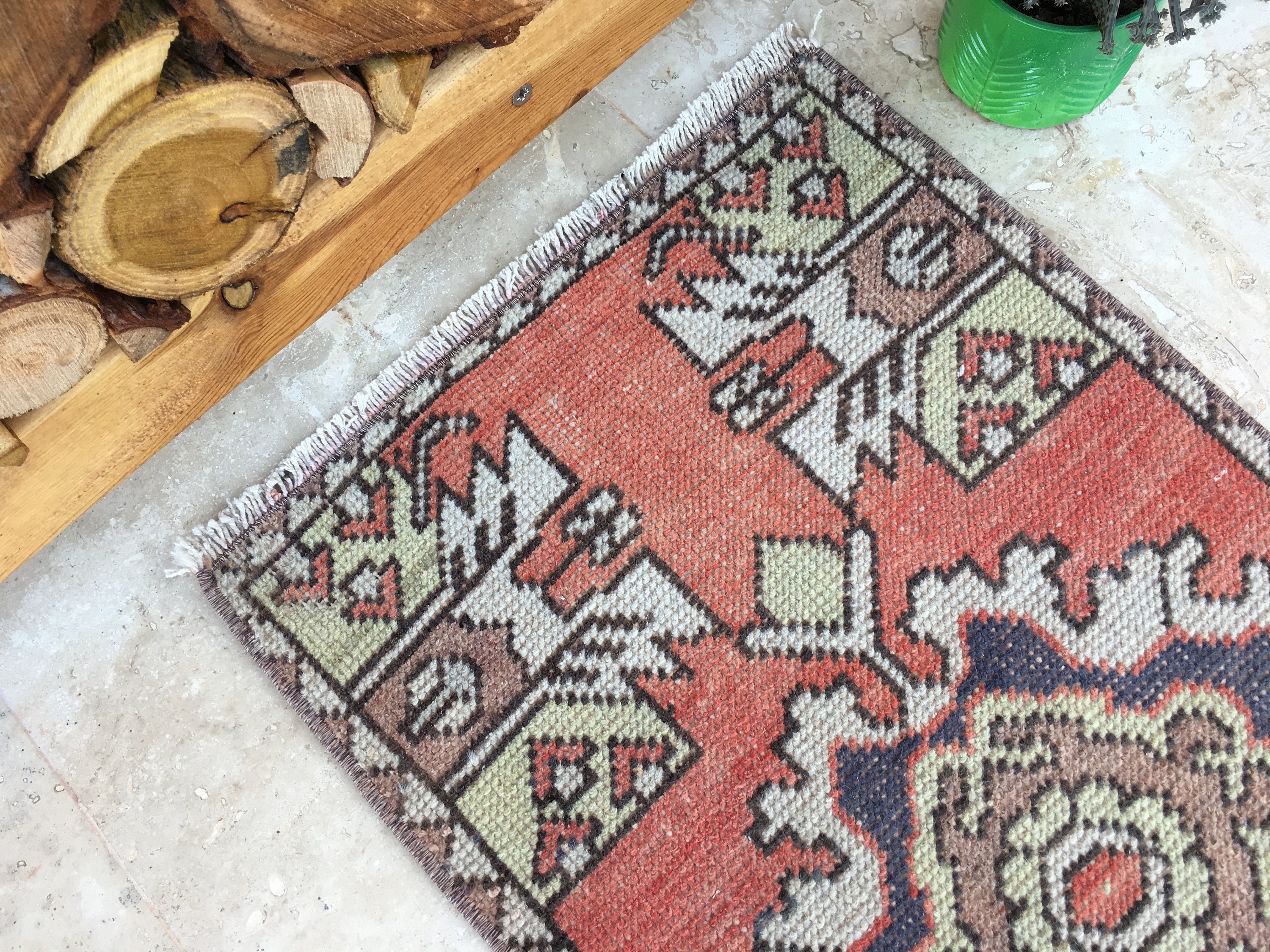 Turkish Door Mat Rugvintage Turkish Small Rugoushak Mat - Etsy