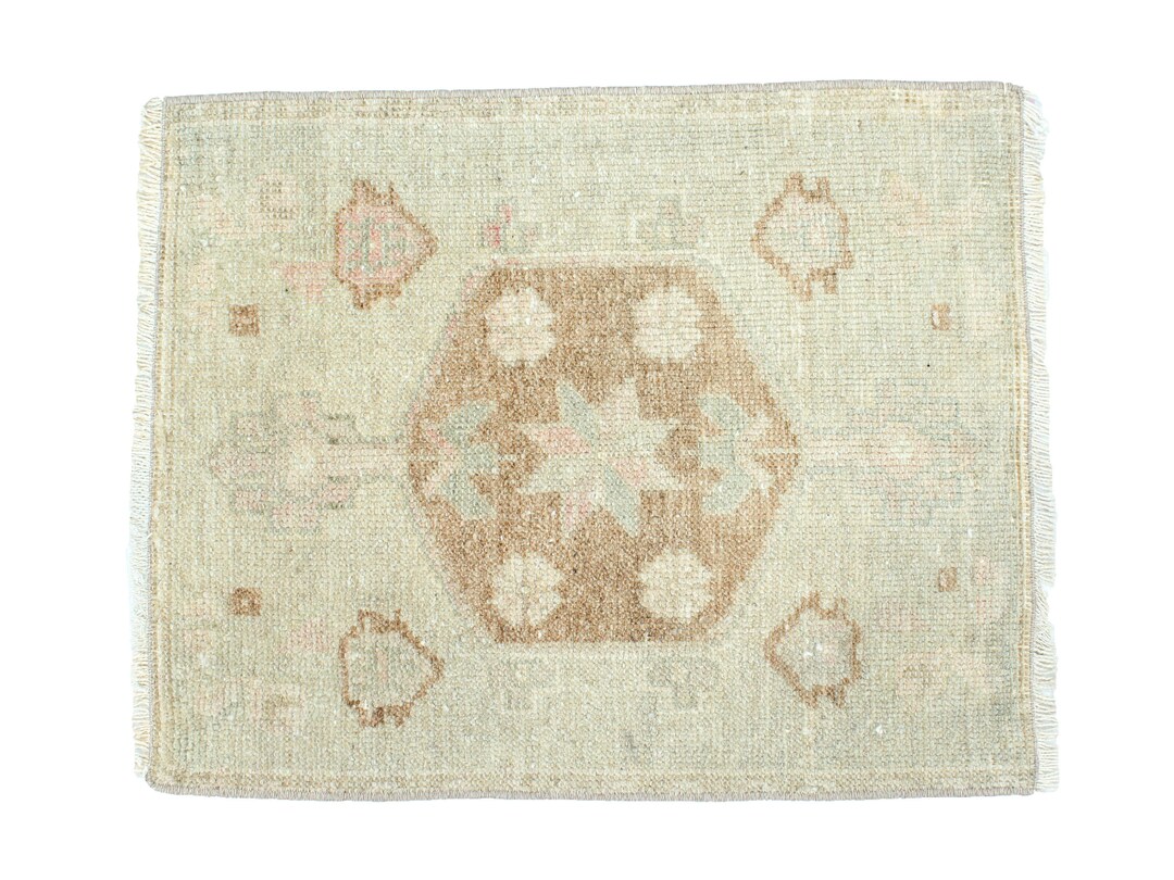 Square Vintage Rug, Small Size Rug, Handmade Rug, Oushak Mat Rug ...