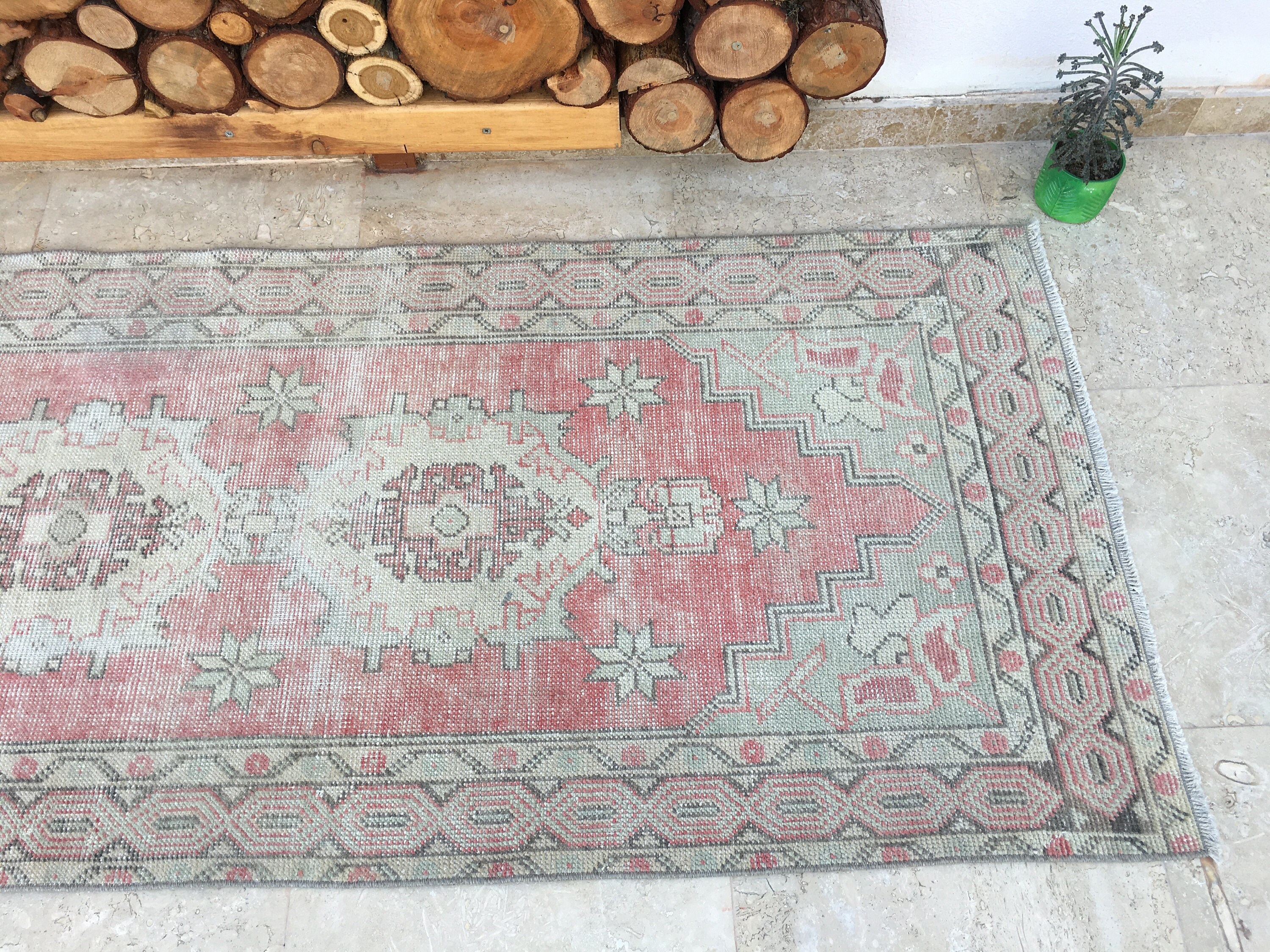 Vintage Rug Runner, Distressed Runner 210x99, Oushak Rug Runner ...