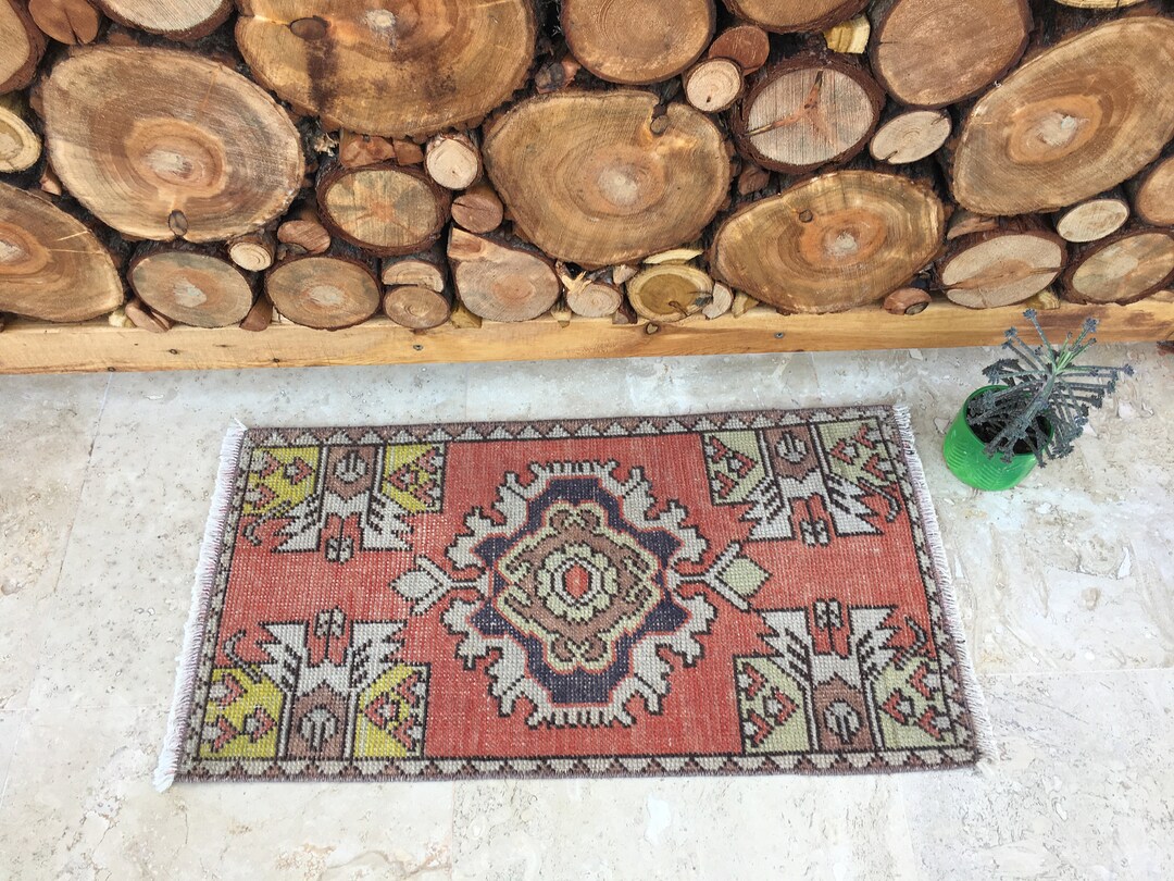 Turkish Door Mat Rug,vintage Turkish Small Rug,oushak Mat Rug,bath Mat ...