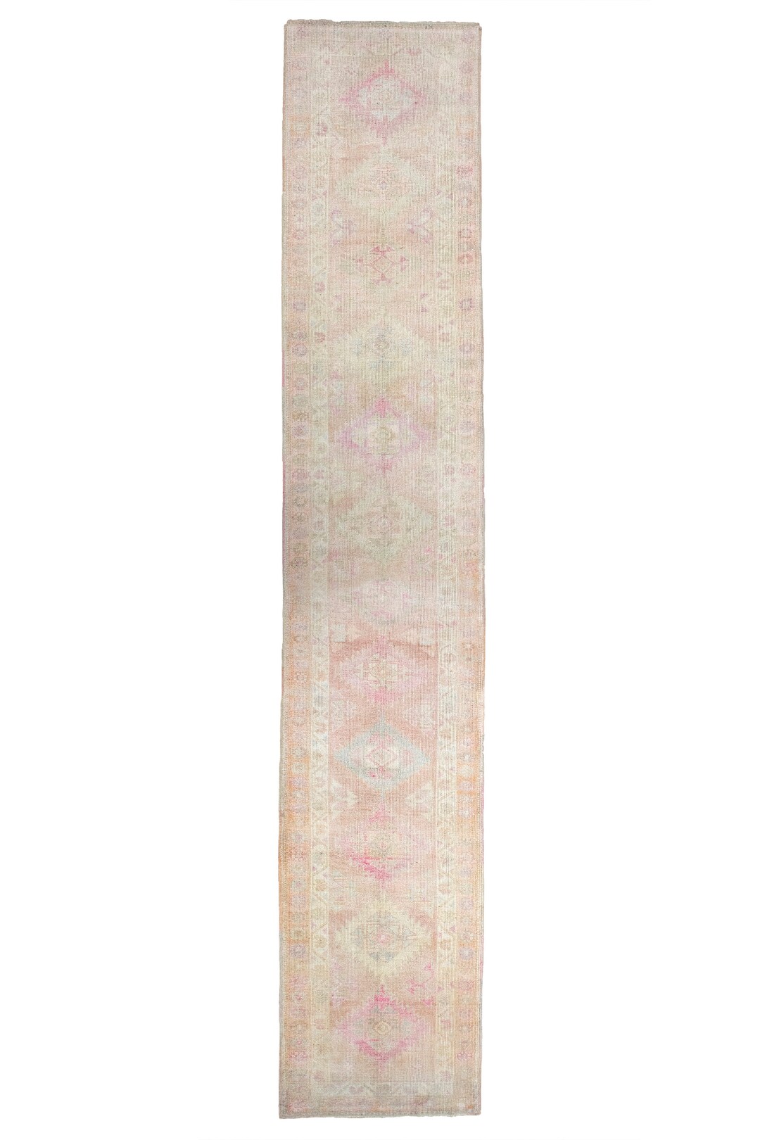 Muted Oushak Hand Knotted Wool Extra Long Runner Rug, Vintage Runner ...