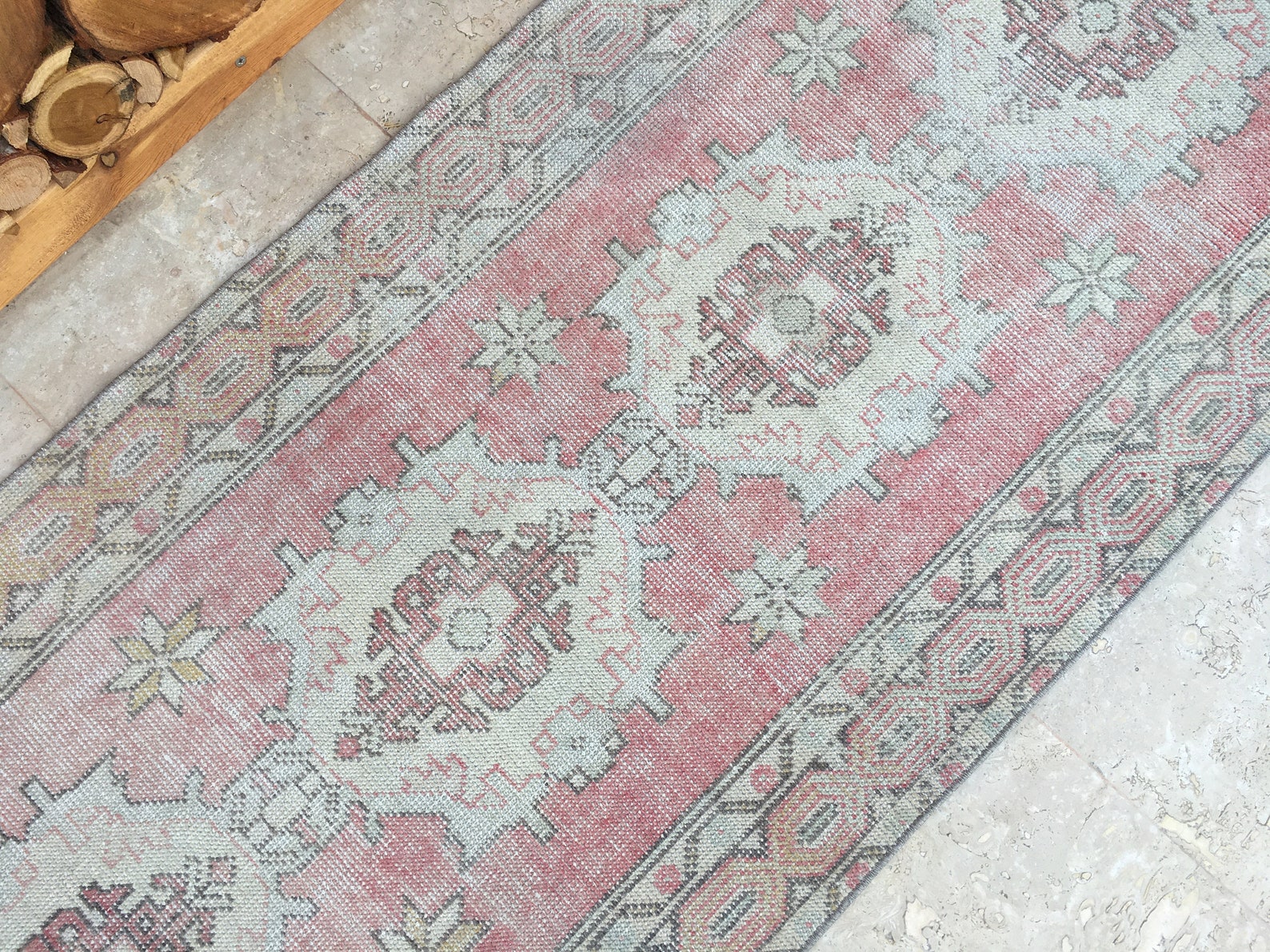 Vintage Rug Runner, Distressed Runner 210x99, Oushak Rug Runner ...