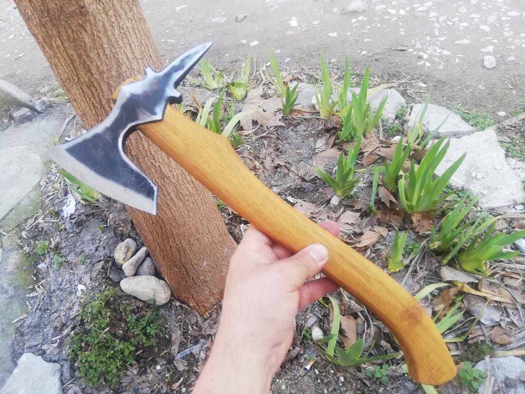 Hand Forged Bearded Axe & Pick Spike Hammer: Bushcraft Camping Tool - Etsy