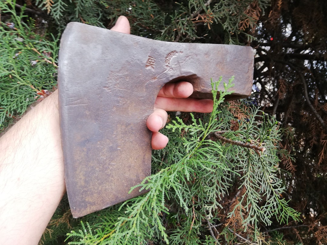 Vintage Hand Forged Steel Bearded Axe Head, Communist Era Tool - Etsy