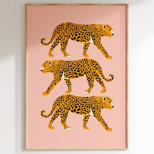 Pink Green Leopard Poster Print Cheetah Wall Art Trendy Wall - Etsy