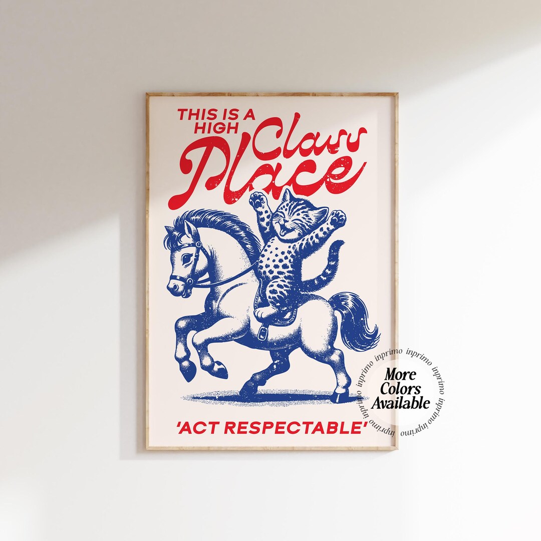 High Class Place Print, Cat Cowboy Print, Western Classroom Posters ...