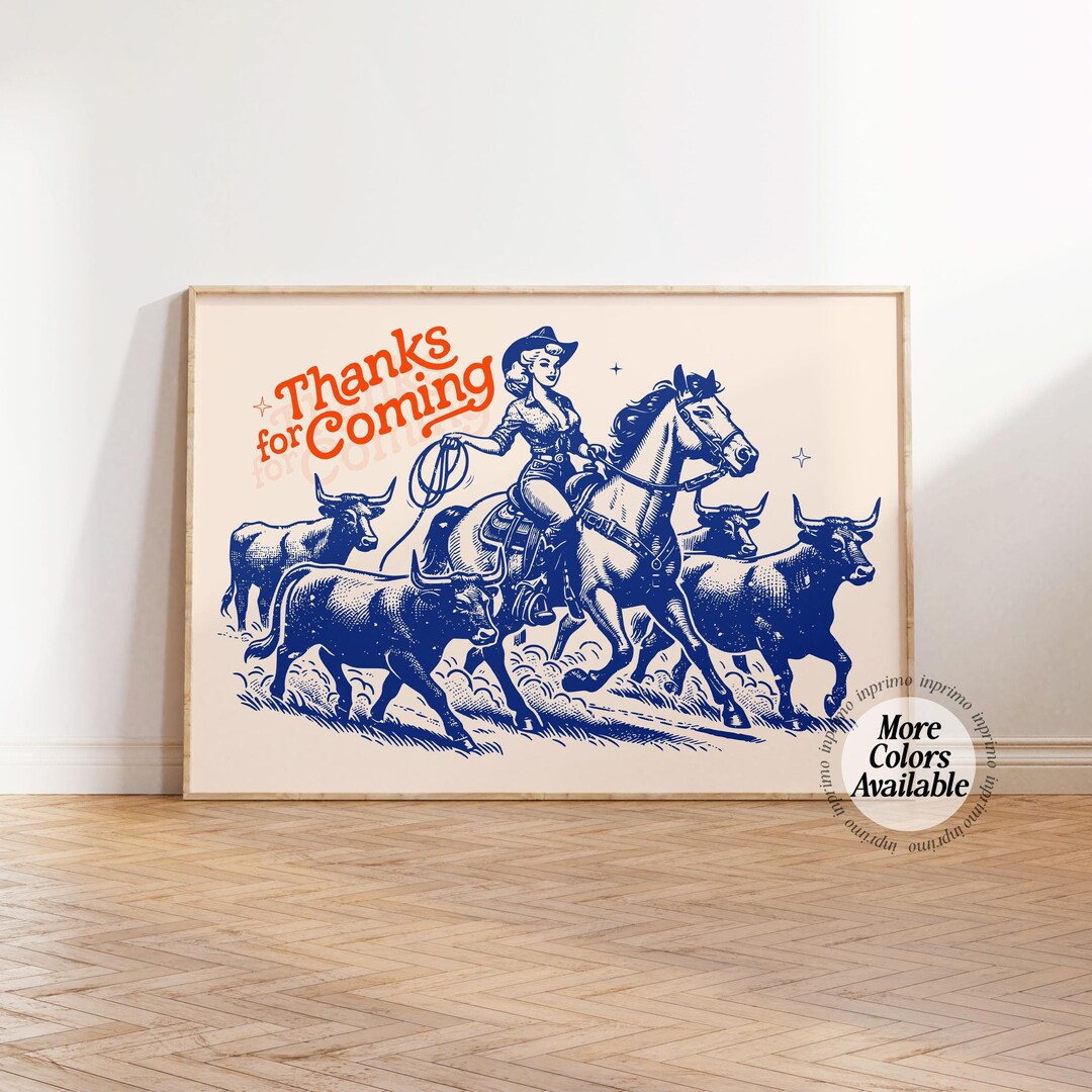 Thanks for Coming Cowboy Print | Horizontal Wall Art, Guest Room Wall ...