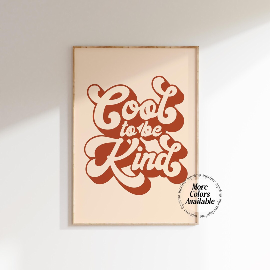Cool to Be Kind Kids Print, 70s Style Inspired Wall Art, Christian ...