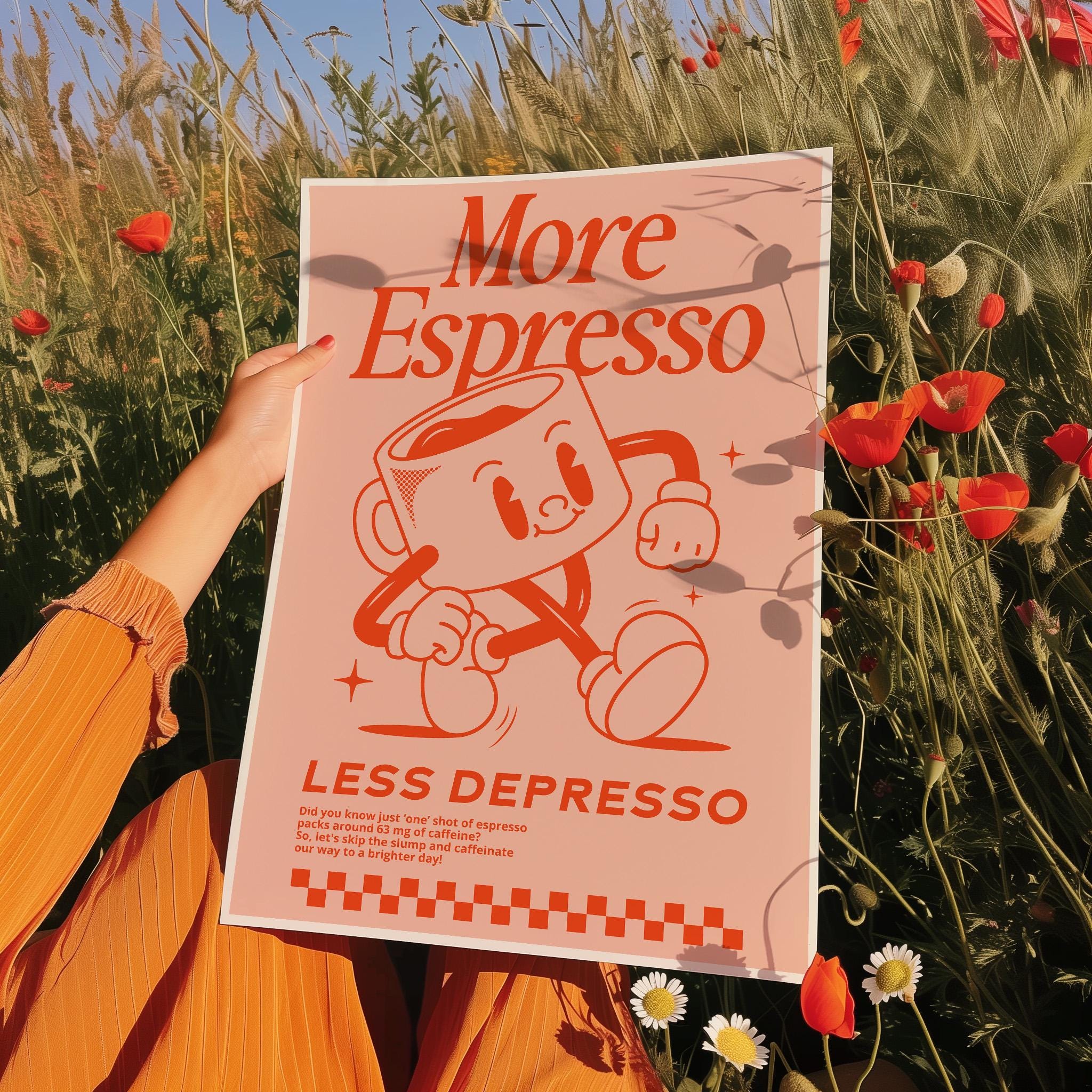 Wall Art More Espresso Less Depresso | Coffee Quote Poster, Kitchen Art ...