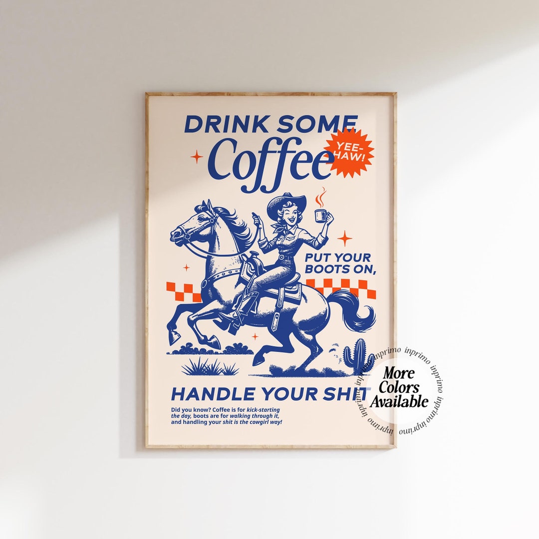 Coffee Station Wall Art | Coffee Quote Poster, Western Kitchen Art ...