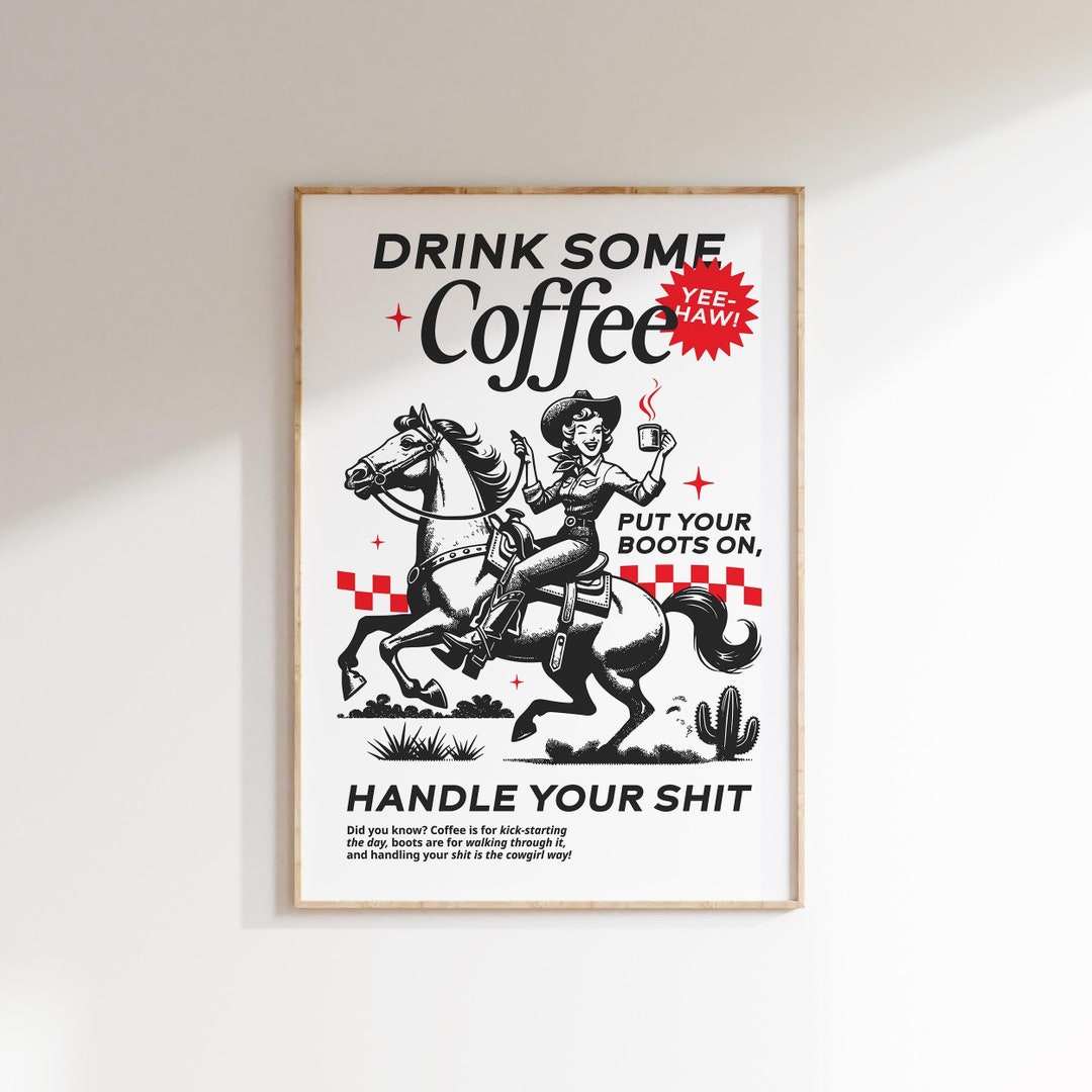 Coffee Station Wall Art | Western Kitchen Art Decor, Cowgirl Wall ...