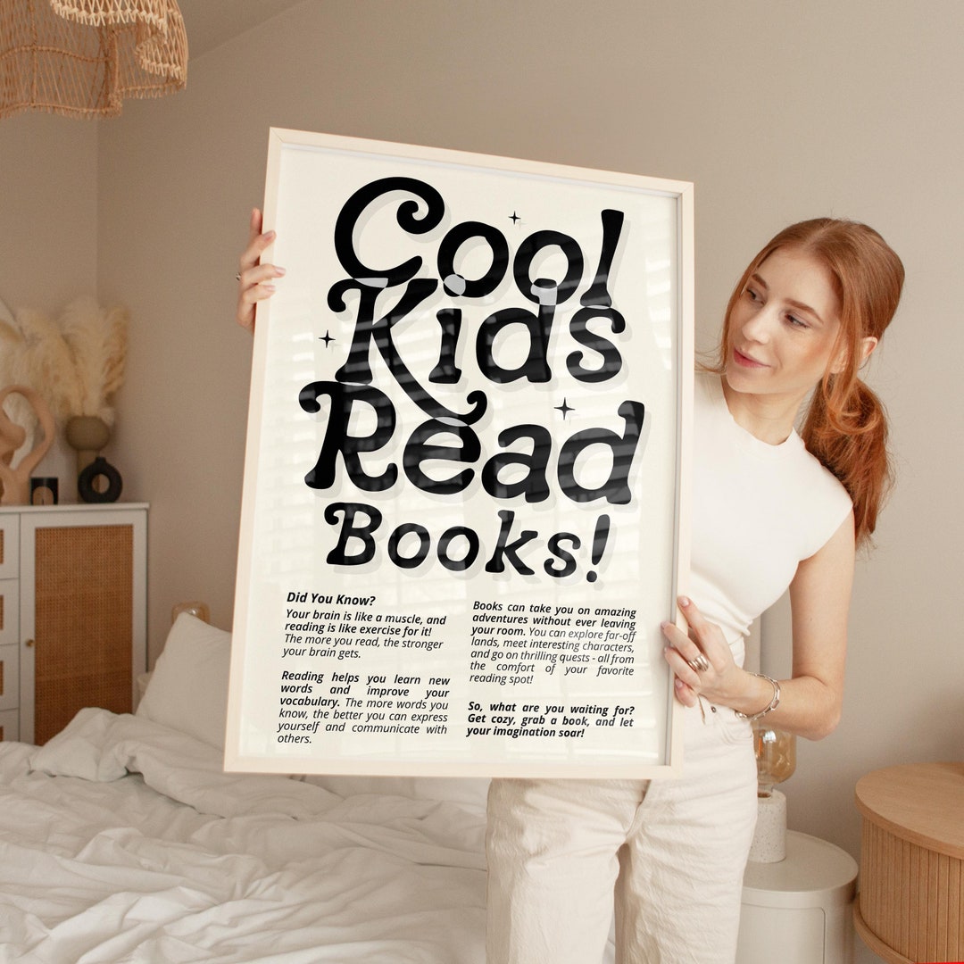 Cool Kids Read Books Wall Art Print | Reading Books Wall Print Kid ...