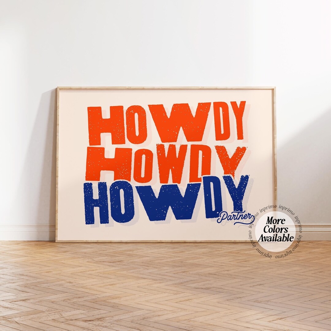 Western Howdy Wall Art Print | Horizontal Wall Art, Howdy Poster, Howdy ...