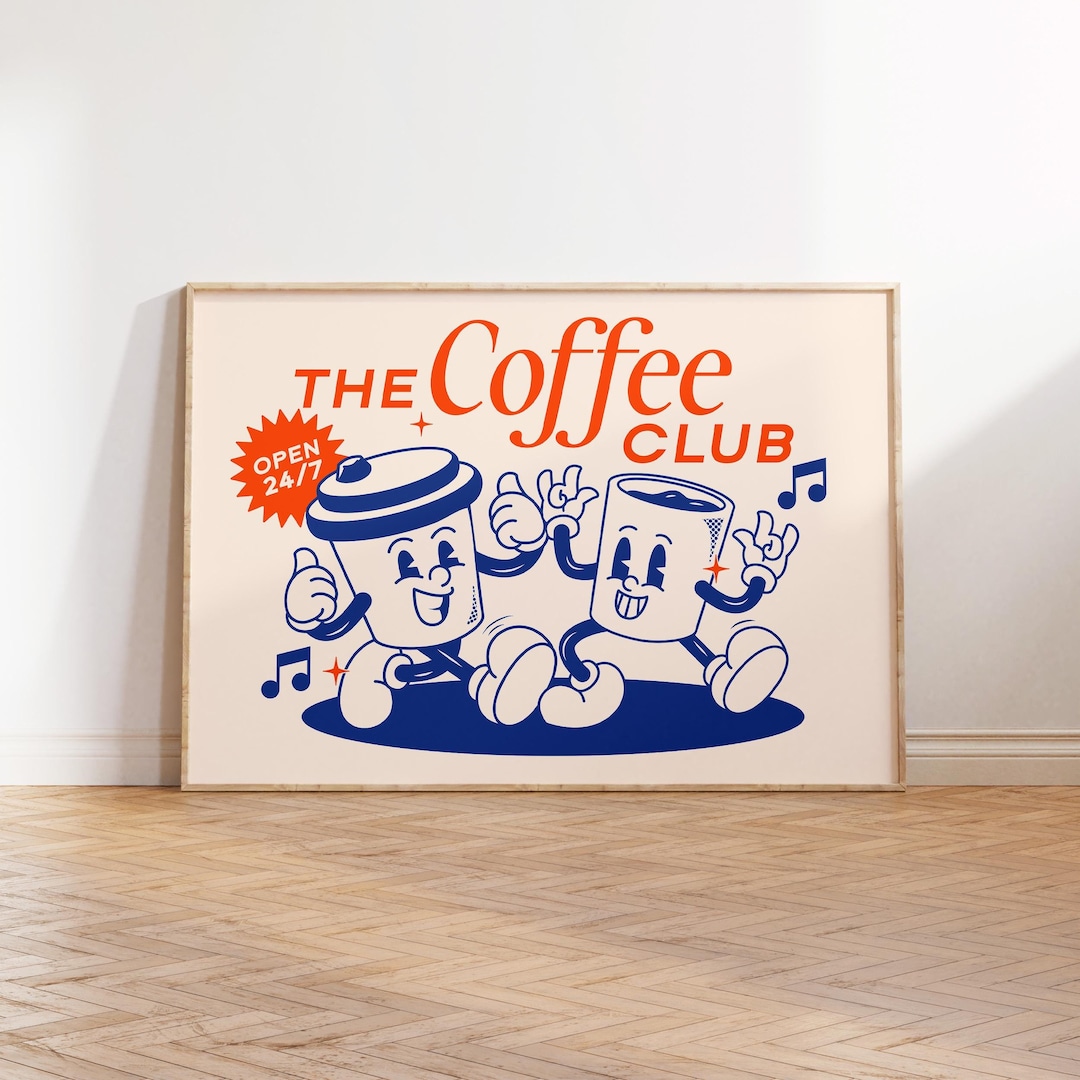 Coffee Club Poster | Kitchen Wall Art, Coffee Club Print, Coffee Lover ...