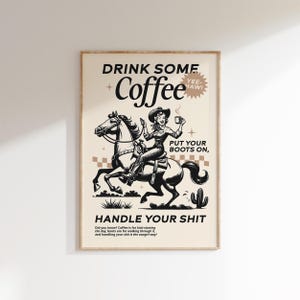Coffee Station Wall Art | Coffee Quote Poster, Western Kitchen Art ...