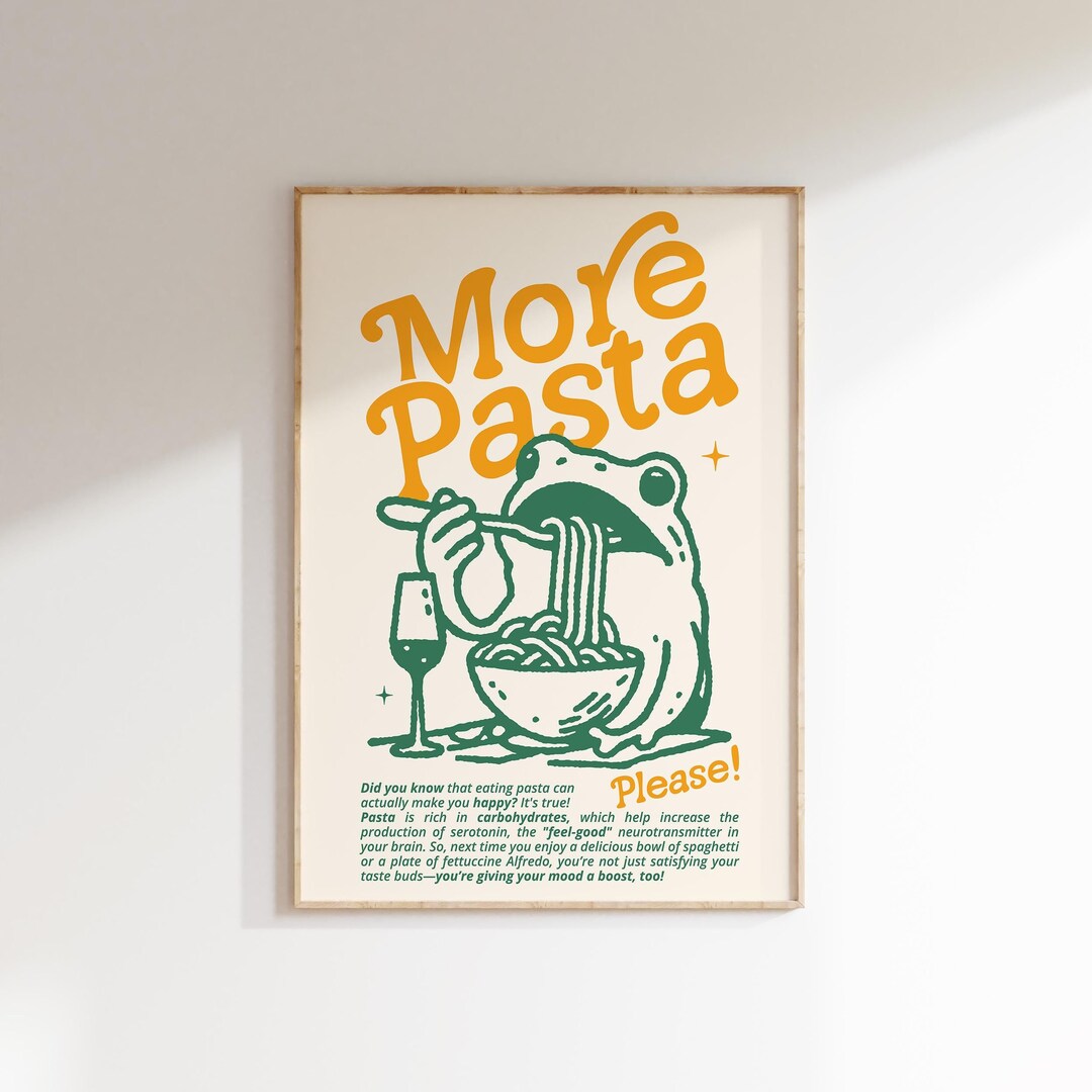 More Pasta Please Print, Pasta Wall Art, Eating Pasta Art, Kitchen ...