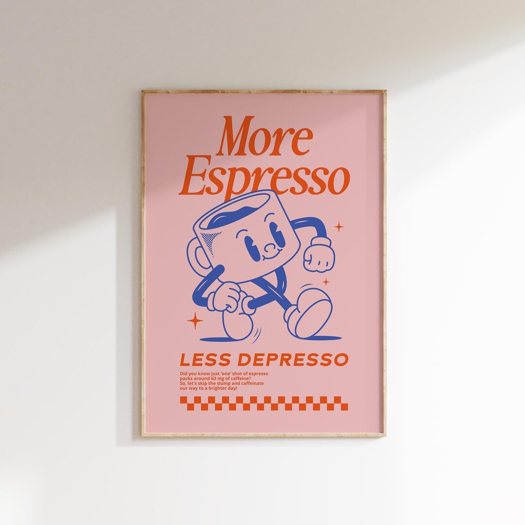 Coffee Corner Print, More Espresso Less Depresso, Kitchen Wall Art ...