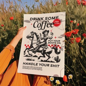 Coffee Station Wall Art | Western Kitchen Art Decor, Cowgirl Wall ...