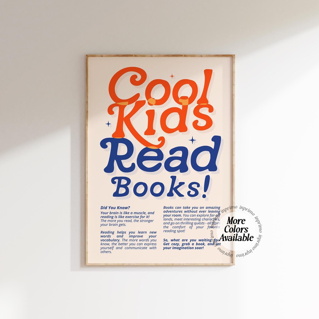 Cool Kids Read Books Print | Childrens Reading Wall Art, Classroom ...