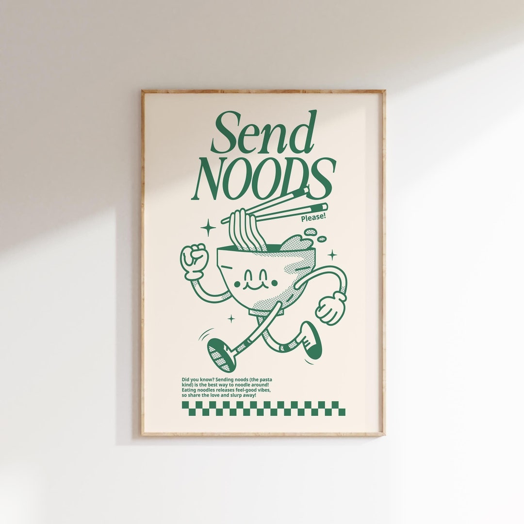Send Noods Print | Pasta Wall Art, Pasta Kitchen Art, Noodle Wall Art ...