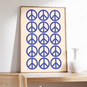 Peace Sign Printable Wall Art, Peace Poster, Hippy Wall Art, Retro 70s ...