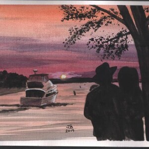 Portrait by Hand 5x7 From Your Photo Impressionist Lake Sunset Painting ...