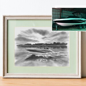 Custom Drawing 11x14" Your Boat Freehand From Your Pictures Sketch Dad ...