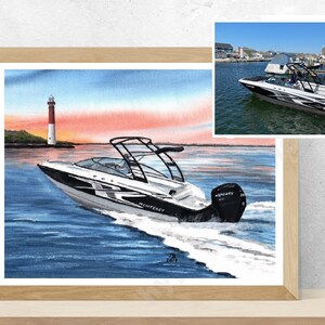 12x18" Custom Painting Portrait Your Boat Performance Wakeboarding Wake ...