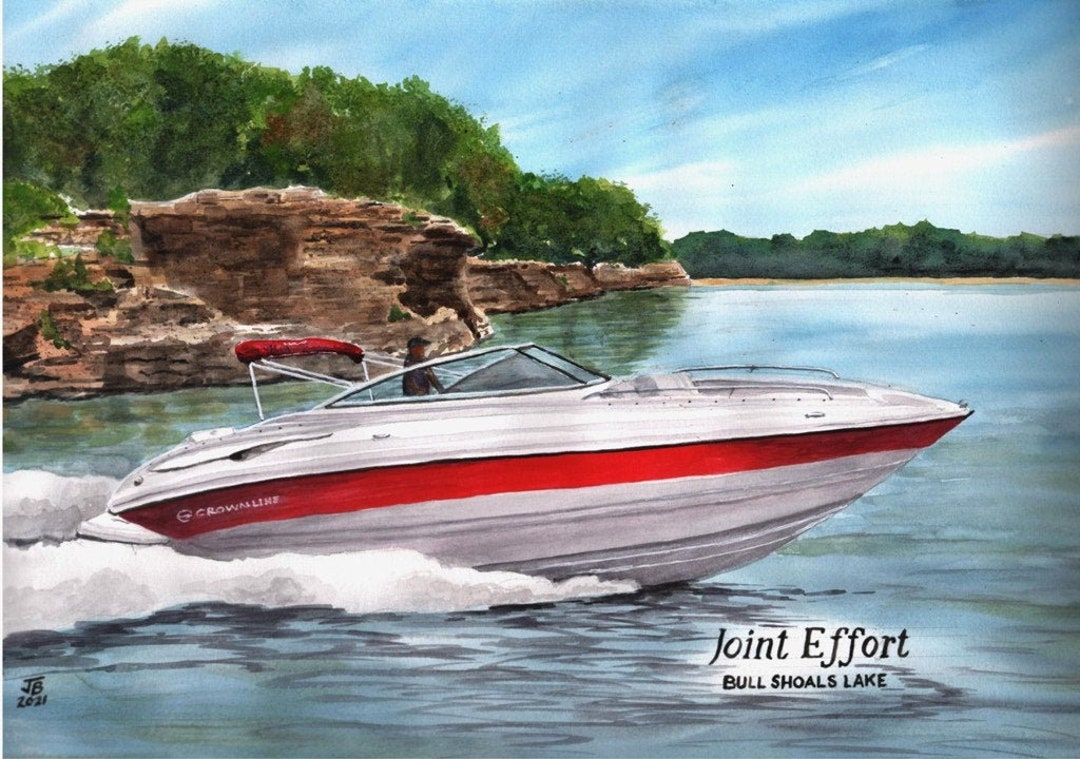 Boat Gift 8x10" Custom Boat Painting Watercolor Add Background Hand ...