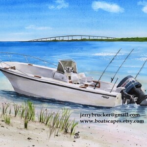 Custom 11x14" Painting Skiff Push Pole Poling Skiff Hand Made Family ...