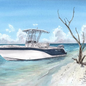 Custom Painting 12x18" CENTER CONSOLE Hand Made Art Sportfishing ...