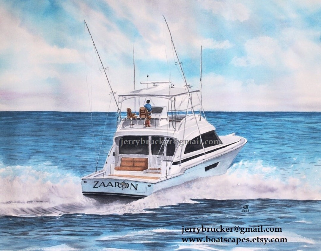 Hand Painted 18x24" Any Boat. Custom Painting by Hand Watercolor Boat ...