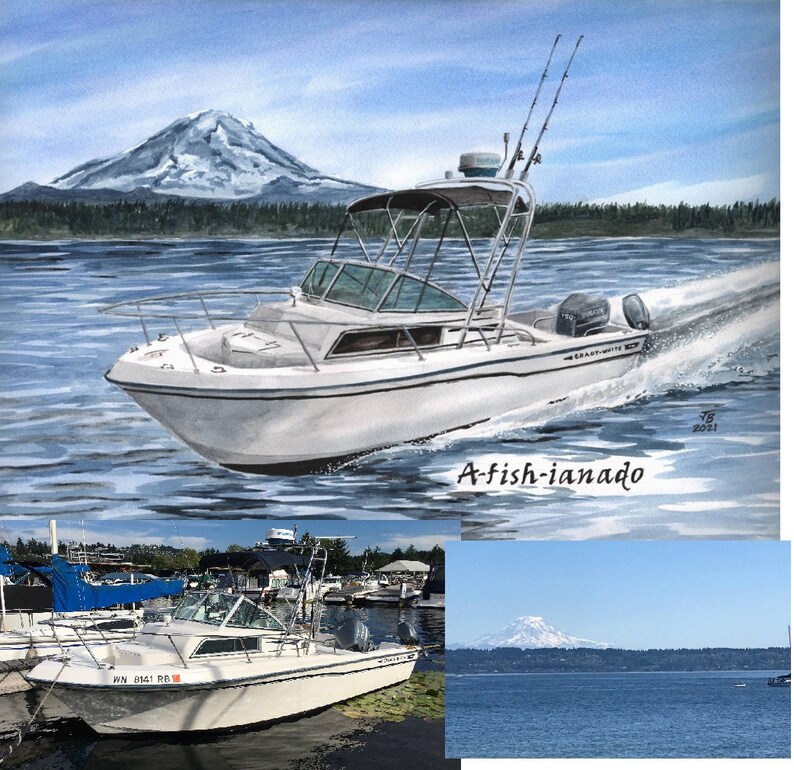 Custom Painting 12x18" CENTER CONSOLE Hand Made Art Sportfishing ...