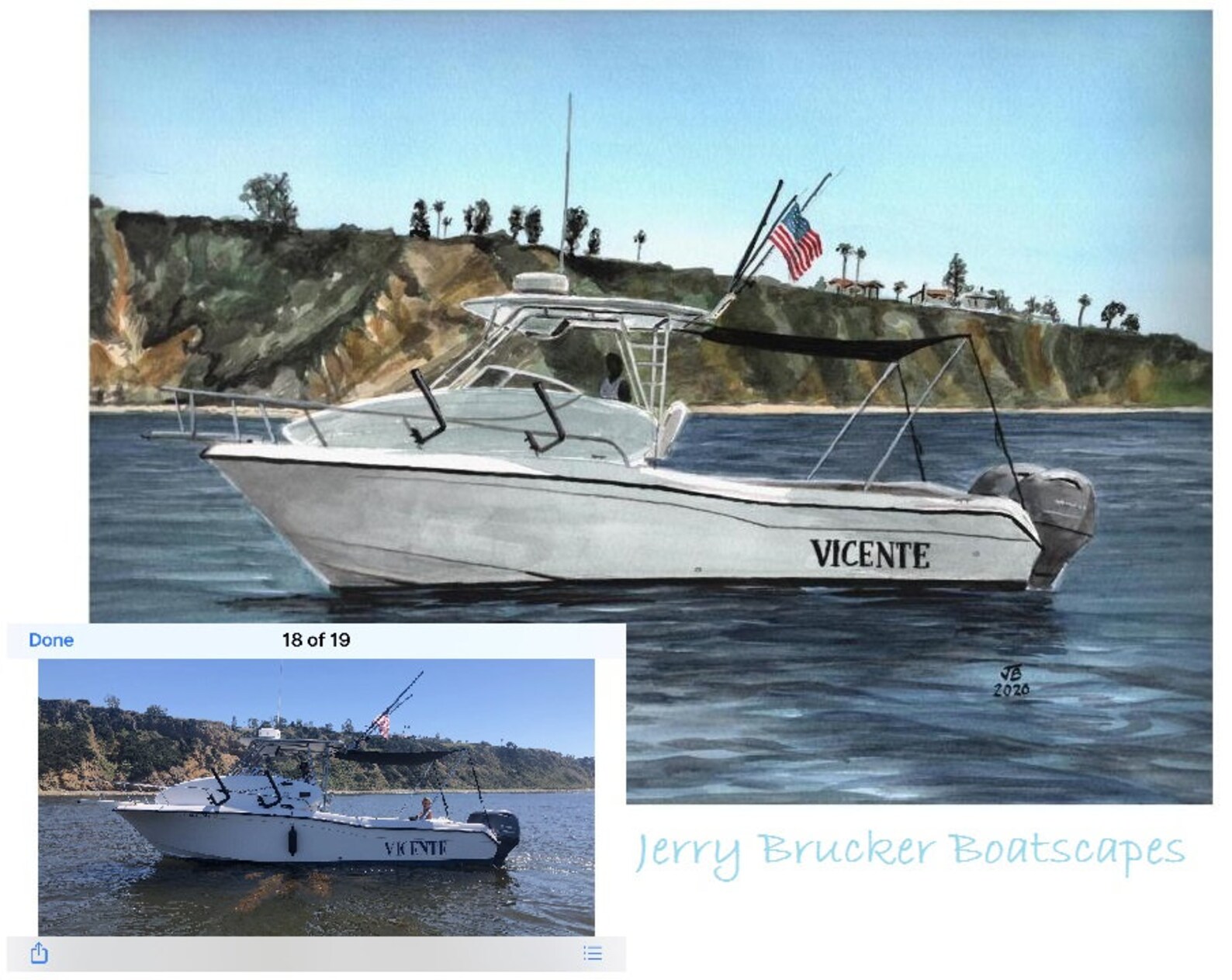 Custom Painting 12x18" CENTER CONSOLE Hand Made Art Sportfishing ...