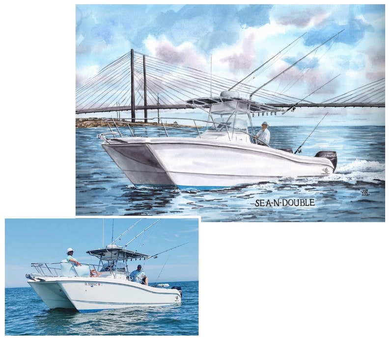 Custom Painting 12x18" CENTER CONSOLE Hand Made Art Sportfishing ...